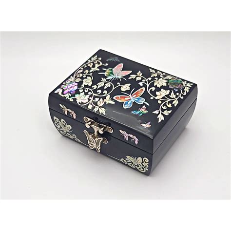 나전칠기 자개 미니 나비 굴림 보석함 흑색 한국민예사