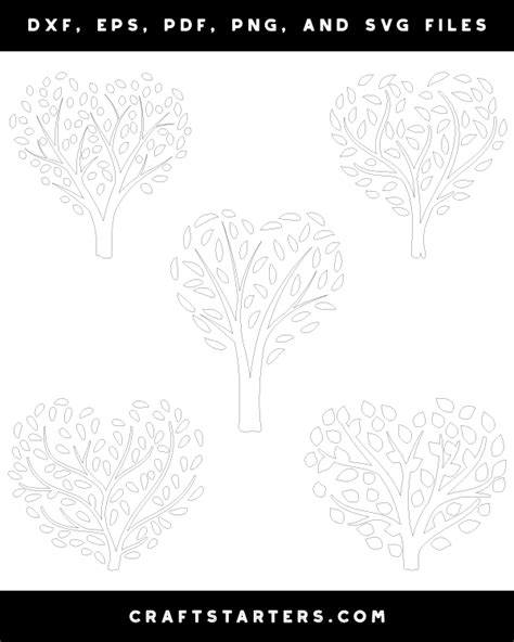 Heart Shaped Tree Outline Patterns DFX EPS PDF PNG And SVG Cut Files