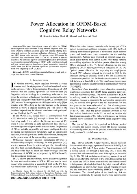 Pdf Power Allocation In Ofdm Based Cognitive Relay Networks