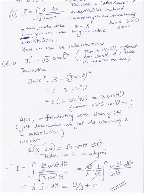 Secondary Math Blogaroony Integration With Trigonometric Substitutions Several Examples