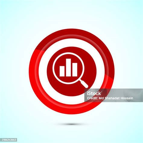 데이터 분석 아이콘 디자인 일러스트레이션입니다 시장 조사 분석 아이콘 레드 컬러 버튼 디자인 0명에 대한 스톡 벡터 아트 및