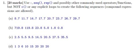 Solved 1 20 Marks Use Seq Rep And Possibly Other