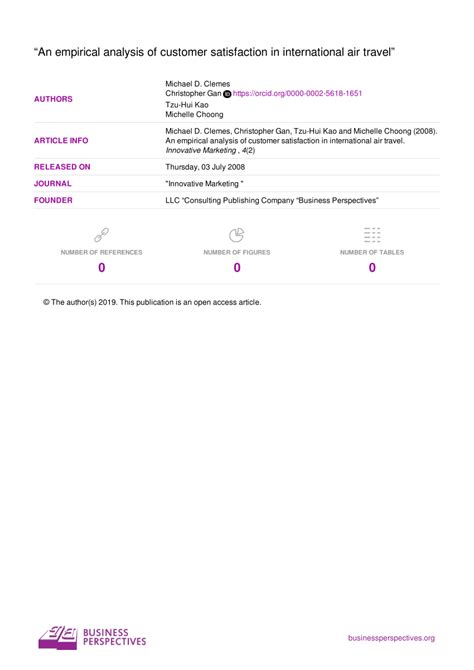 Pdf An Empirical Analysis Of Customer Satisfaction In International Air Travel