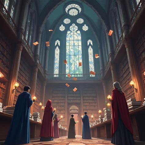 Grand Library Of Mage Scholars And Floating Books
