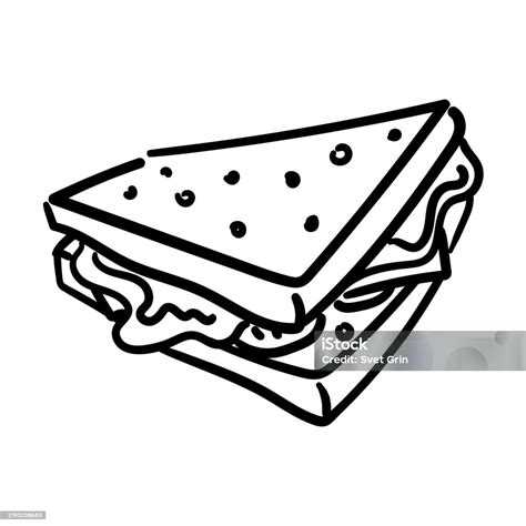 샌드위치 로고의 벡터 그래픽 그림 와 검은 선 표식 패스트 푸드 카페 메뉴 및 레스토랑 아이콘 개념 손으로 응용 프로그램을 가진 현대 길거리 음식 로고 건강한 생활방식에