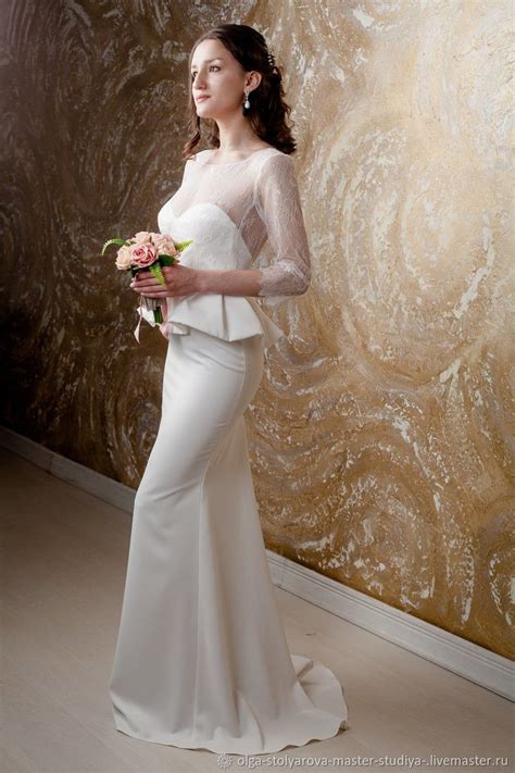 Винтажное венчальное свадебное платье рыбка со шлейфом и корсетом в интернет магазине на Ярмарке