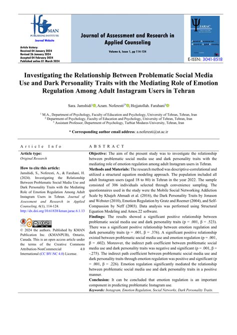 Pdf Investigating The Relationship Between Problematic Social Media Use And Dark Personality