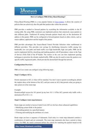 How To Configure Pbr Policy Based Routing DOC