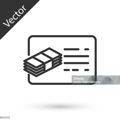 회색 금융 문서 라인 아이콘 흰색 배경에 고립입니다 송장과 돈 아이콘입니다 예산 계획 돈 절약 및 채무 개념을 지불 벡터 일러스트 개념에 대한 스톡 벡터 아트 및 기타