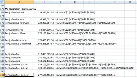 Penggunaan SUMIF SUMIFS DSUM Dan Formula Array Untuk Summary Dengan Kriteria Tertentu E