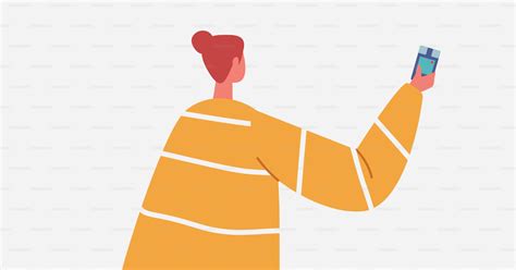 기자 여성 캐릭터는 흰색 배경에 고립된 딕터폰 뒷모습으로 서 있다 여성 인터뷰 방문 기자 회견 또는 브리핑은 보도를합니다