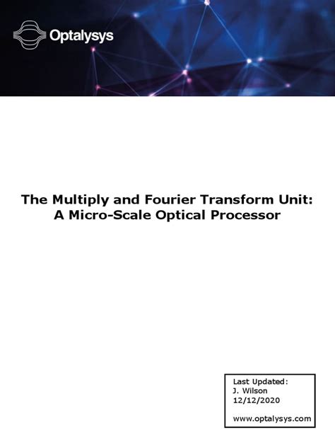 The Multiply And Fourier Transform Unit A Micro Scale Optical Processor Pdf Cryptography