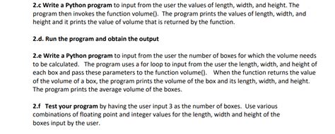 answered 2 c write a python program to input from the user the values of length width and