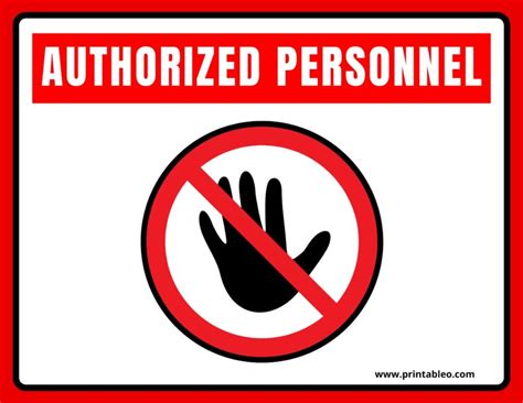 29 Authorized Person Only Sign Download Printable Pdfs