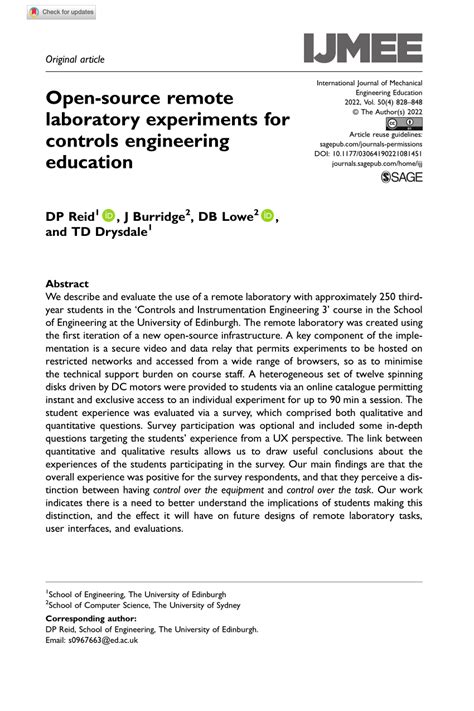 Pdf Open Source Remote Laboratory Experiments For Controls Engineering Education