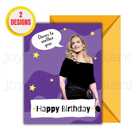 Adele Printable Birthday Card 2 Designs Download And Print Etsy
