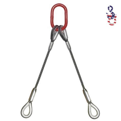 38″ X 16′ 2 Leg Wire Rope Sling Wthimble Eyes And No Hooks Slings Unlimited