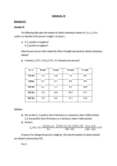 Lec 14 Partial Derivatives Contd Lecture No 14 Exercise 9 Question 8 The Following Table