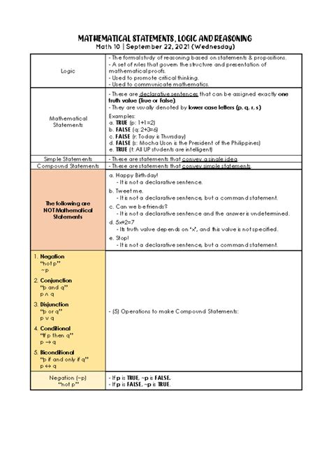 M2 Mathematical Statements And Logical Reasoning Mathematical