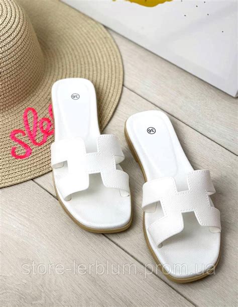 Купить Женские белые шлёпки цена 1220 ₴ — Prom Ua Id 1873901788