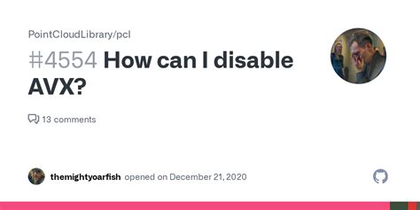 how can i disable avx · issue 4554 · pointcloudlibrary pcl · github