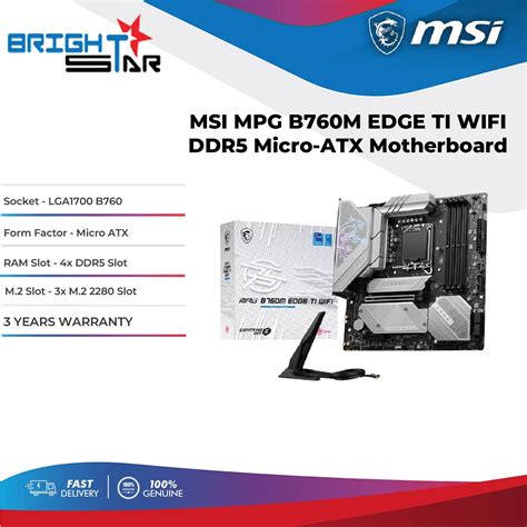 MSI MPG B760M EDGE TI WIFI DDR5 LGA1700 Intel Micro ATX Motherboard Lazada