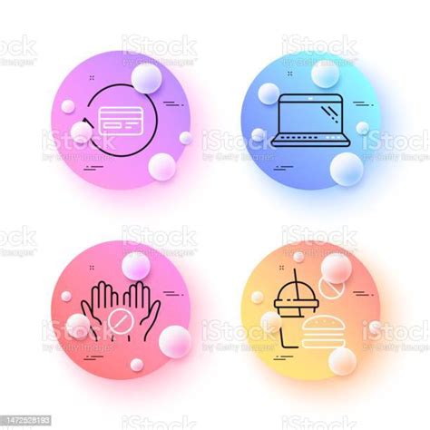 환불 수수료 패스트 푸드 및 노트북 최소 라인 아이콘 웹 응용 프로그램 인쇄용 벡터 3차원 형태에 대한 스톡 벡터 아트 및 기타