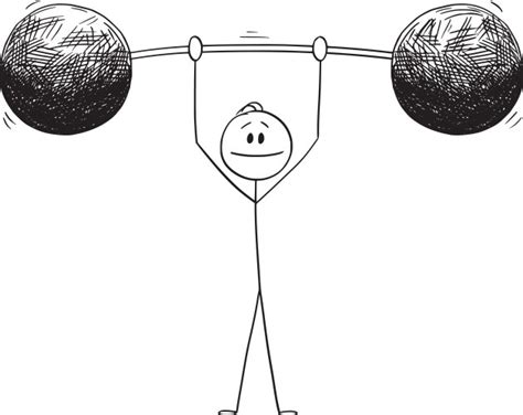 Weightlifter Trying To Lift Heavy Weight Vector Image