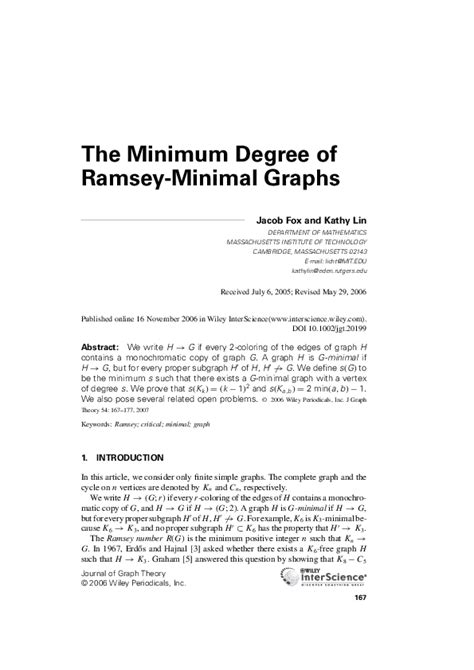 Pdf The Minimum Degree Of Ramsey Minimal Graphs