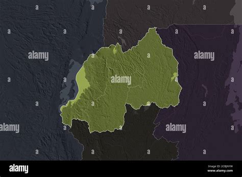 Shape Of Rwanda Separated By The Desaturation Of Neighboring Areas