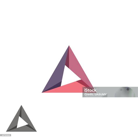 삼각형 아이콘 이랑 기술 모양 기하학적 단순 기호 창조적인 수렴 주기 아이디어 명함 엠 블 럼 개념에 대한 스톡 벡터 아트 및