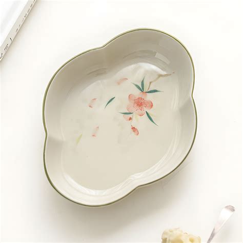 Lark Manor™ Hand Drawn Peach Blossom Pot Tray High End Ceramic Tea