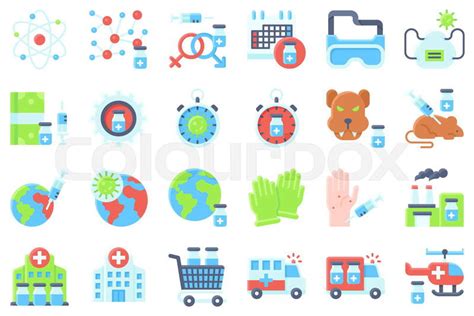Vaccine Development Related Icon Set 3 Flat Style Vector Il Colourbox