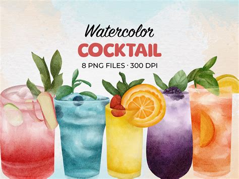 Watercolor Cocktail Clip Art Graphic By Baddesigner · Creative Fabrica