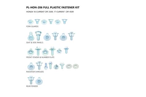 Motocross Full Plastic Fastener Kit For Honda Ufo Plast Ufo Plast