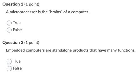 Solved Question 1 1 Point A Microprocessor Is The Brains