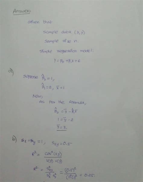 question 5 given sample data x y and sample size n we fit the