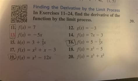 Solved D Finding The Derivative By The Limit Process In Chegg