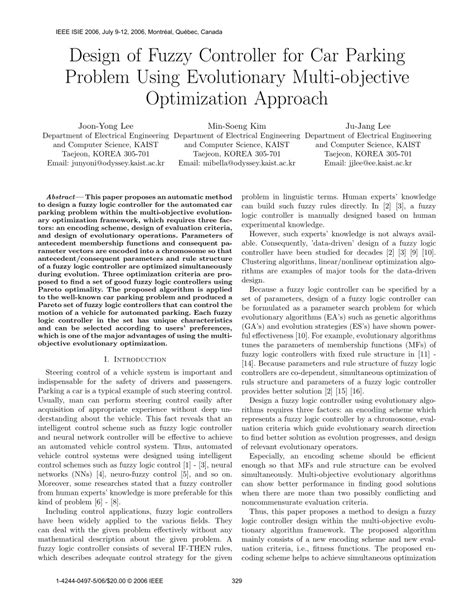 Pdf Design Of Fuzzy Controller For Car Parking Problem Using Evolutionary Multi Objective