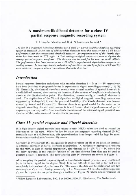 pdf a maximum likelihood detector for a class iv partial response