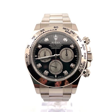 Rolex Daytona Chronograph White Gold Diamond Index Black Dial 126509 Mu Templar