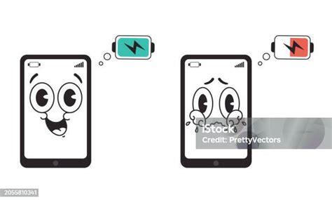 배터리 전화 충전기 문자는 개념입니다 벡터 만화 그래픽 디자인 요소 일러스트 레이 션 Brand Name Smart Phone에 대한 스톡 벡터 아트 및 기타 이미지