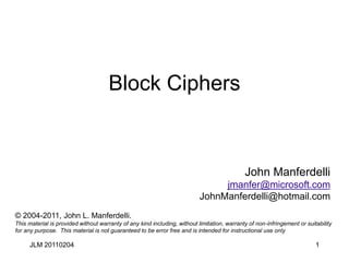 Class Jf Pptx Block Cipher In Information Security PPT