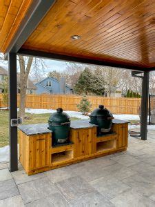 Double Big Green Egg Outdoor Kitchen For Large And Xl Eggs Seared And