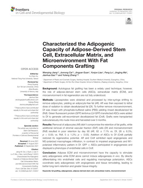 Pdf Characterized The Adipogenic Capacity Of Adipose Derived Stem Cell Extracellular Matrix