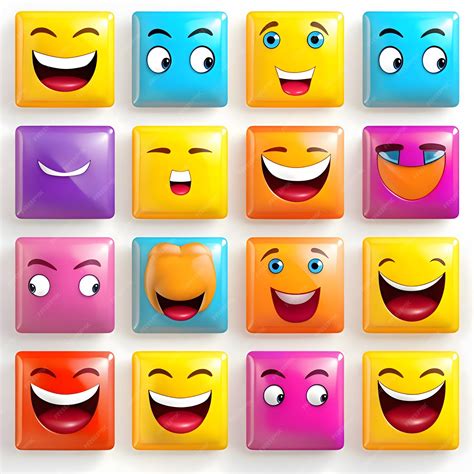 Premium Vector Cartoon Square Emoticons With Different Facial