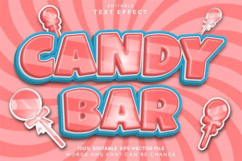 Premium Vector Candy Bar Editable Text Effect 3d Cartoon Style