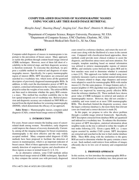 Pdf Computer Aided Diagnosis Of Mammographic Masses Using Vocabulary Tree Based Image Retrieval