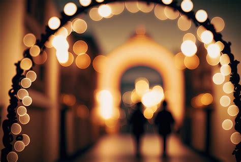 Premium AI Image Photo In Blurry Focus Of Lights Hanging From The Arch