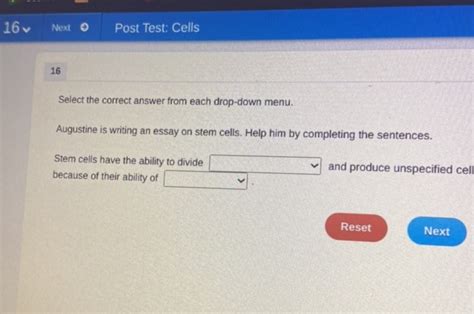 16 Next Post Test Cells 16 Select The Correct Studyx